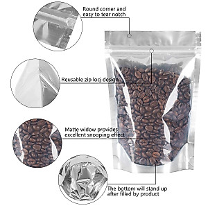 LOKQING 100 PCS Resealable Mylar Bags 4.9x7.9 Inches and 100 Pcs Translucent Plastic Cookie Bags with Stickers