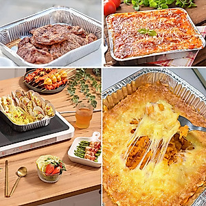 Ymkf Sqqr 12-PCS Aluminum Foil Pans, Durable Deep Tin Pans Baking Foil Trays, Heavy Duty Disposable Baking Pans, Large Capacity Foil Pans for Baking, Roasting and Grilling for Buffet & Food Prepping
