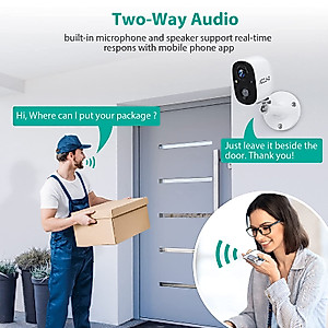 ACCUHR Outdoor Wireless Security Camera System,1080P WiFi Home Surveillance Camera 2-Way Audio, Full Color Night Vision, PIR Motion Detection, Siren Alarm