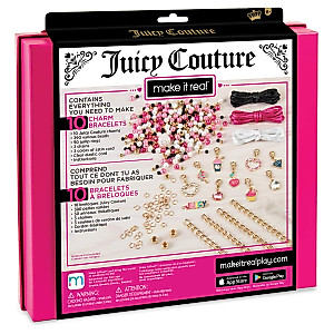 Make it Real - Juicy Couture Pink and Precious Bracelets - DIY Charm Bracelet Kit with Beads for Tween Jewelry Making - Jewelry Making Kit for Girls