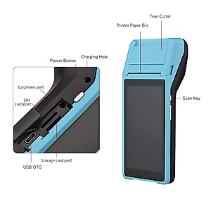 SHUAIGUO All in One Handheld PDA Printer Smart POS Terminal Wireless Portable Printers Intelligent Payment Terminal Function BT/WiFi/USB OTG/ 3G Communication