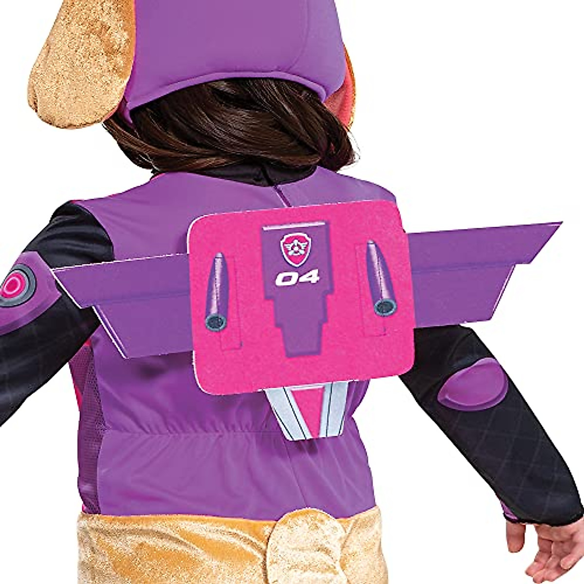 Paw Patrol Skye Costume Hat and Jumpsuit for Girls, Paw Patrol Movie Character Outfit with Badge, Classic Toddler Size Medium (3T-4T) Multicolored