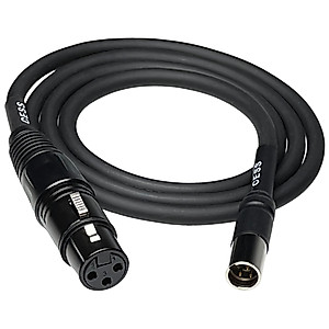 CESS-196-3f Mini XLR Male to XLR Female Adapter Cable, 3-Pin Mini XLR to Standard XLR for Lapel Microphones, Headsets, Audio Mixers, Cameras, and Professional Sound Equipment (3 Feet)