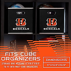 Franklin Sports NFL Cincinnati Bengals Collapsible Storage Bin - NFL Folding Cube Storage Container - Fits Bin Organizers - Fabric NFL Team Storage Cubes