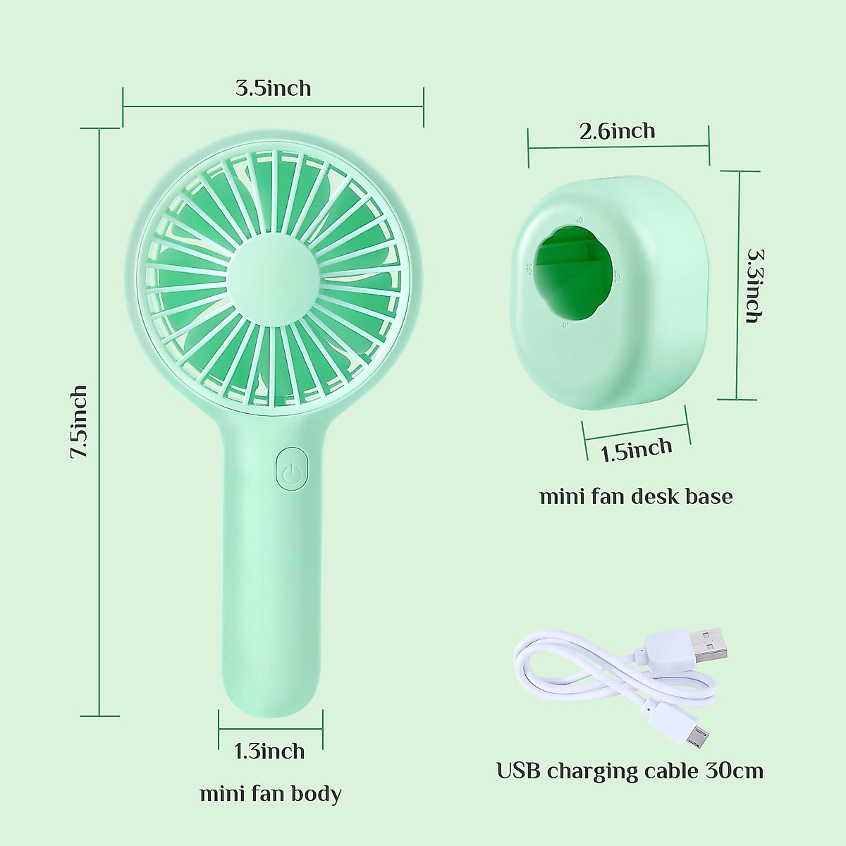 HOTWIND Portable Fan Mini Handheld Fan Desk Fan Battery Operated Small Personal Fan 3 Level Speed Adjustable Rechargeable USB Fan Cute Design Powerful for Stylish Kids Girls Women Men Indoor Outdoor