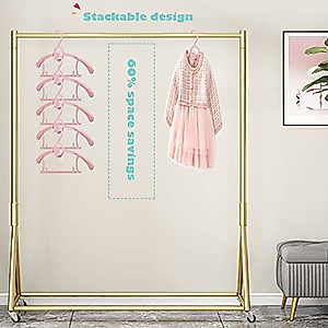 Baby Nursery Closet Hangers, 20pcs Slip Laundry Infant Pant Hangers for Newborn Clothes Kids Baby Hangers - 11"- 14" Adjustable Children Coat Hanger for Girl Boy Plastic Infant Hangers Cherry Powder