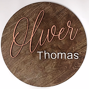 Personalized Wooden Wall Plaque, Custom Round Nursery Name Sign, 8" 12" 18" 20" 24" 30" 3D Wall Art for Children & Kids Rooms, Baby Shower, Wood Family Name Sign Home & Bedroom Decor
