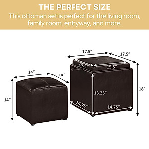 Convenience Concepts Designs4Comfort Park Avenue Single Ottoman with Stool, Espresso