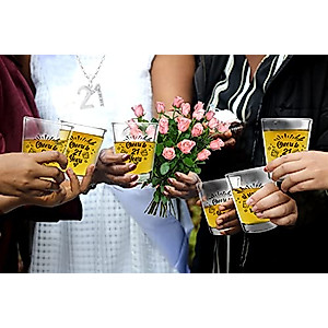 BISYATA 21st Birthday Gift - 21st Birthday Party Decorations for Her or Him - Cheers to 21 Years Shot Glasses Set of 2 - CLEAR 2oz - With Gift Box