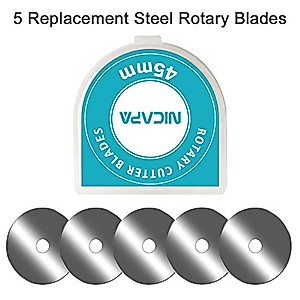 NICAPA 45mm Rotary Cutter for Fabric with Safety Lock Ergonomic Classic Comfort Loop Rotary Cutter for Crafting Sewing Quilting (Extra 5pcs 45mm Replacement Blades Included)