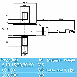 DYMH-103 Load Cell Miniature Weighing Sensor Pull Rod Pressure Tension Sensor Portable Crane Scale(0~5kg)