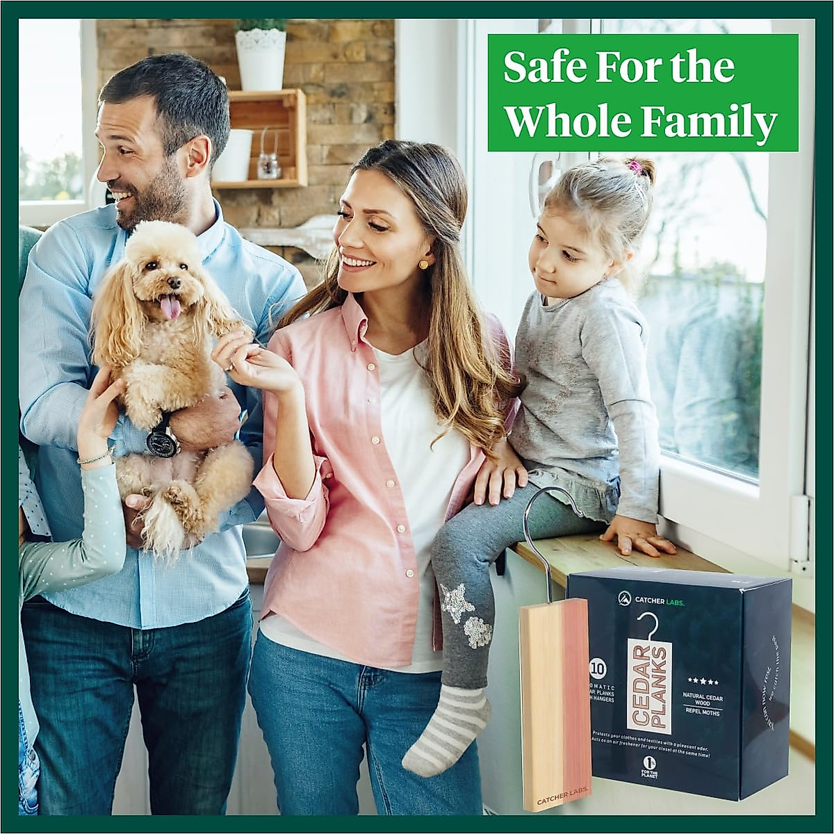 Catcher Labs Cedar Planks for Moth Repellent | Cedar Blocks for Clothes Storage | Better Than Moth Balls for Closet | Cedar Hangers Clothes Moths (10-Pack)