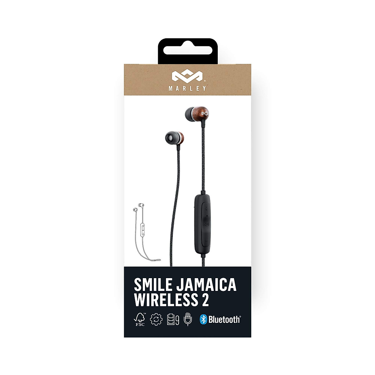House of Marley Smile Jamaica Wireless 2, Bluetooth Headphones, Long Battery Life, Built-in Microphone and Quick Charge Technology, Signature Black