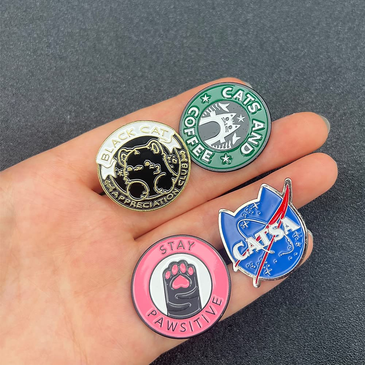Cats Club Enamel Pin Cat Planet Coffee Paw Brooch Pins Badge Cute Kitten Brooches Lapel Pin Jeans Shirt Bag Jewelry with Gift Bag