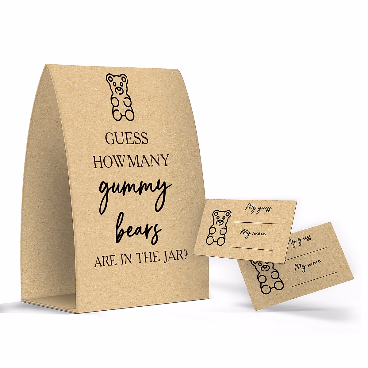 Pazag Guess How Many Gummy Bears are in The Jar, Kraft, Baby Shower Games, Baby Shower Decorations - One Sign and 50 Cards(GUESS007)