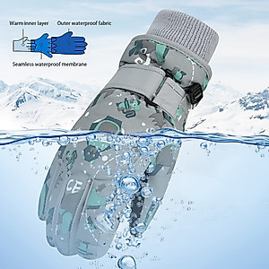 Winter Gloves for Kids Waterproof Boys Girls Snow Ski Gloves Toddler Snowboarding Gloves Windproof Pink S