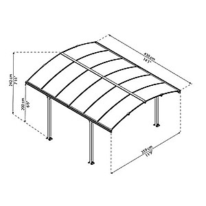Palram - Canopia Tuscon 12x14 Gazebo: Outdoor Patio Canopy with Gray Aluminum Metal Frame, and Bronze Polycarbonate Roof, UV Protection, Year-Round Use, Easy DIY Outdoor Canopy Gazebo Kits
