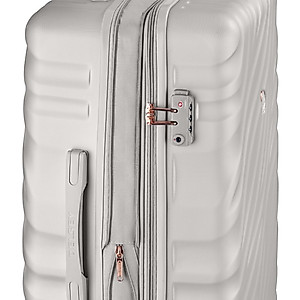 Delsey Paris Alexis Hardside 3-Piece Set, Expandable Luggage with 4 Spinner Wheels, Lightweight Suitcase, 21" Carry-On, 25" Checked Medium, 29" Checked Large, Silver/Rose Gold