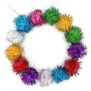 Assorted Color Sparkle Balls for Cats,My Cat's All Time Favorite Toy,1.5 Inches Large Pom Pom Cat Toy,20 Pack
