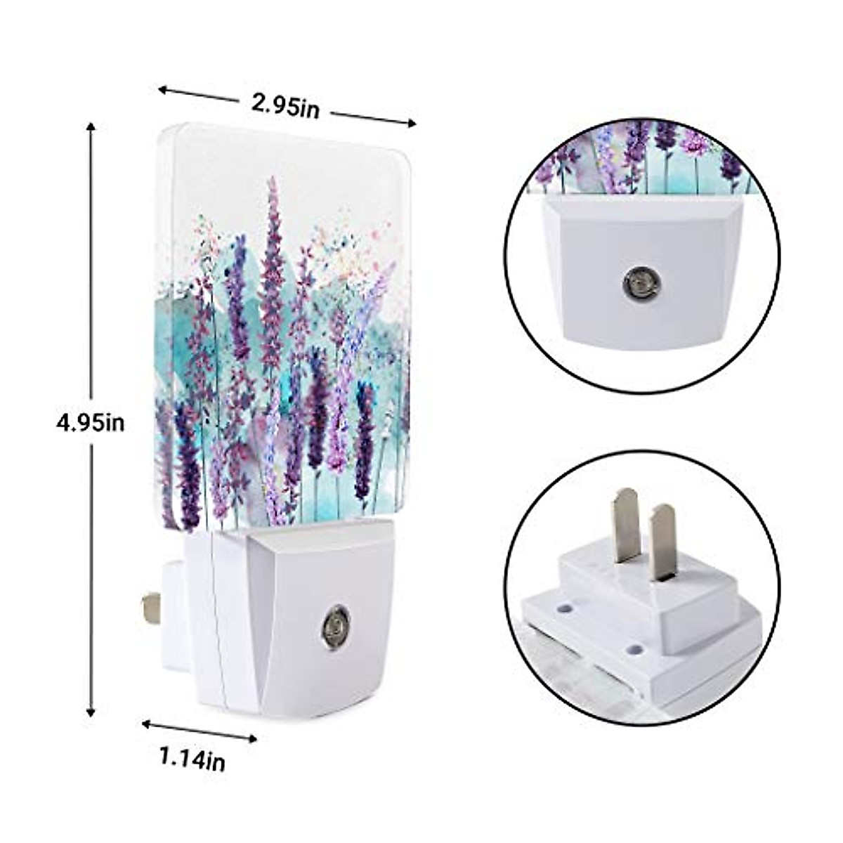 LED Night Light 2 Pack, Decorative Plug-in Lights by Night with Smart Auto Dusk to Dawn Sensor Cute Nightlights for Bedroom, Kitchen, Kids Room Nursery, Hollway, Stairway, Bathroom (Lavender)