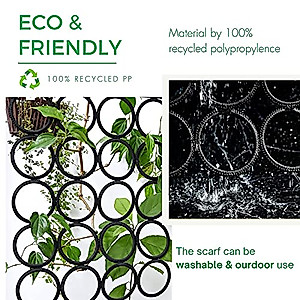 KLEAFS Handmade Crocheted Scarf Hanger for Closet Organization, Closet Organizers for Scarves, Shawl, Tie, Belts & Accessories, Space-Saving Scarf Organizer 20 Rings (Beige 360° Swivel) (Black)