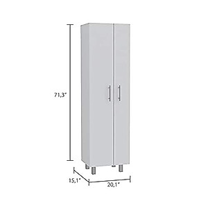 Nala Cleaning Cabinet with 5 Shelves and Hanging Rack in White