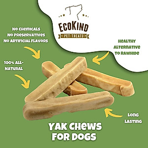 EcoKind Himalayan Gold Yak Cheese Dog Chew for Large Dogs, Healthy Dog Treats, Odorless, Long Lasting Dog Bones for Dogs, Rawhide Free, Made in The Himalayans, Large (Pack of 5)