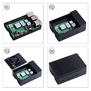 GeeekPi Case for Raspberry Pi 4, Pi 4 Fan ABS Case with PWM Cooling Fan 40X40X10mm and 4pcs Heatsinks for Raspberry Pi 4 Model B (Black with Large Fan)
