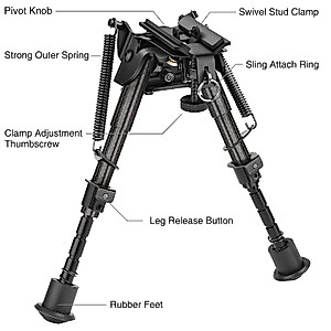 CVLIFE Carbon Fiber Tilt Bipod Pivot 6-9 Inches Bipod with Picatinny Adapter and Detachable S Lock Lever