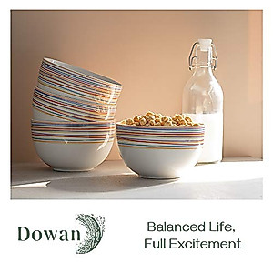 DOWAN 5.8" Deep Soup Bowls & Cereal Bowls - 30 Ounces Large Bowls Set of 4 for Kitchen - Ceramic Bowls for Cereal, Soup, Oatmeal, Salad, Ramen, Noodle, Rice - Dishwasher & Oven Safe (Multi)