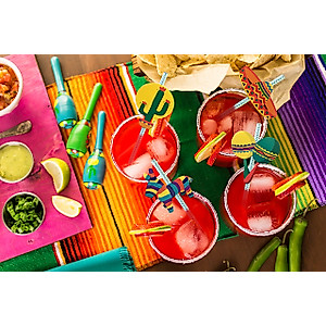 Fiesta Party Straws | Mexican Decorations | Final Fiesta Bachelorette Party Supplies | Set of 32, PRE-ASSEMBLED Paper Straws