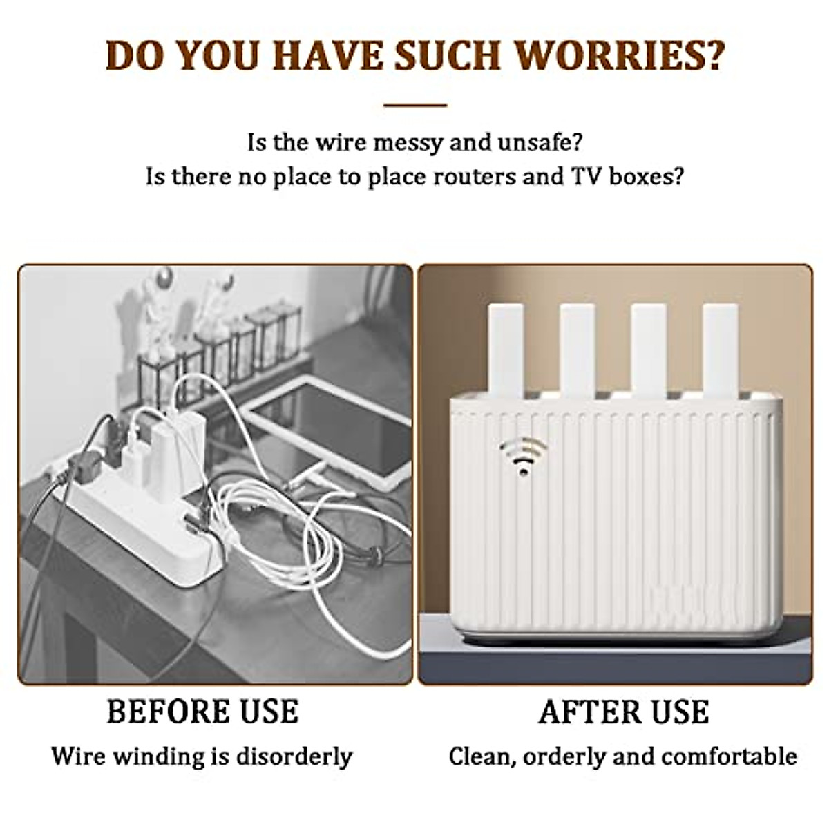 WiFi Router Storage Box,Large Wireless Router Rack, Cable Power Plug Wire Storage Boxes,Floating Shelf, Plug Row Hub Board Finishing Desktop Storage Box