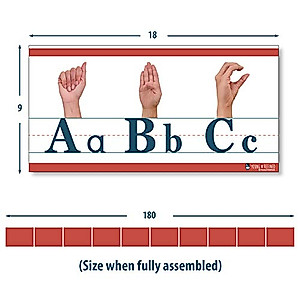 American Sign Language ABC and counting to 10 Alphabet strip Line matte (9"x150") Young N Refined