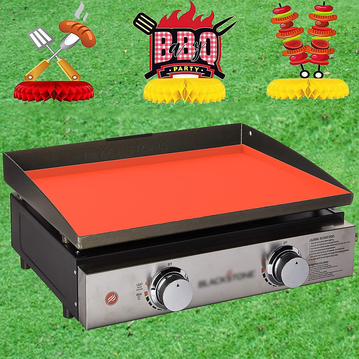 22" Silicone Mat for Blackstone Griddle Top, 100% Silicone Protective Mat Cover for Blackstone, Heavy Duty/Non Stick/Reusable Food-grade Silicone Grill Mat Protect Your Griddle from Dirt & Rust