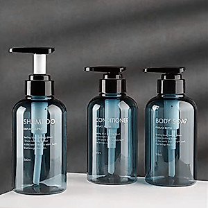 Shampoo and Conditioner Dispenser Bathroom Pump Ocean Blue Bottles Refillable Cosmetic Pump Dispensers 3pcs 10.6oz 300ml Bottle for Travel