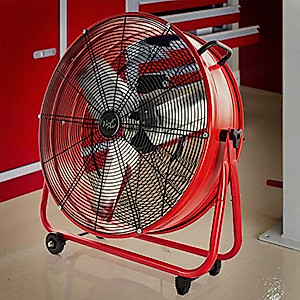 Vie Air 24 Inch Commercial Floor Drum Fan in Red