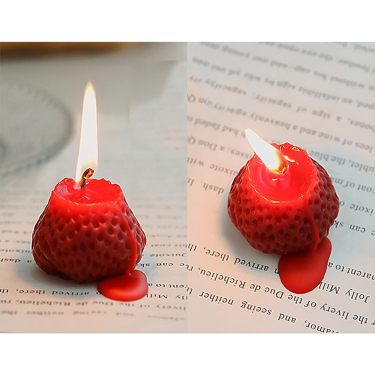 Strawberry Shaped Scented Candle,4PACK 75G Fruit Aroma Soy Wax Decorative Candle for Table Photo Prop Birthday Gift,Prefect for Meditation Stress Relief Mood Boosting Bath Yoga (Red)