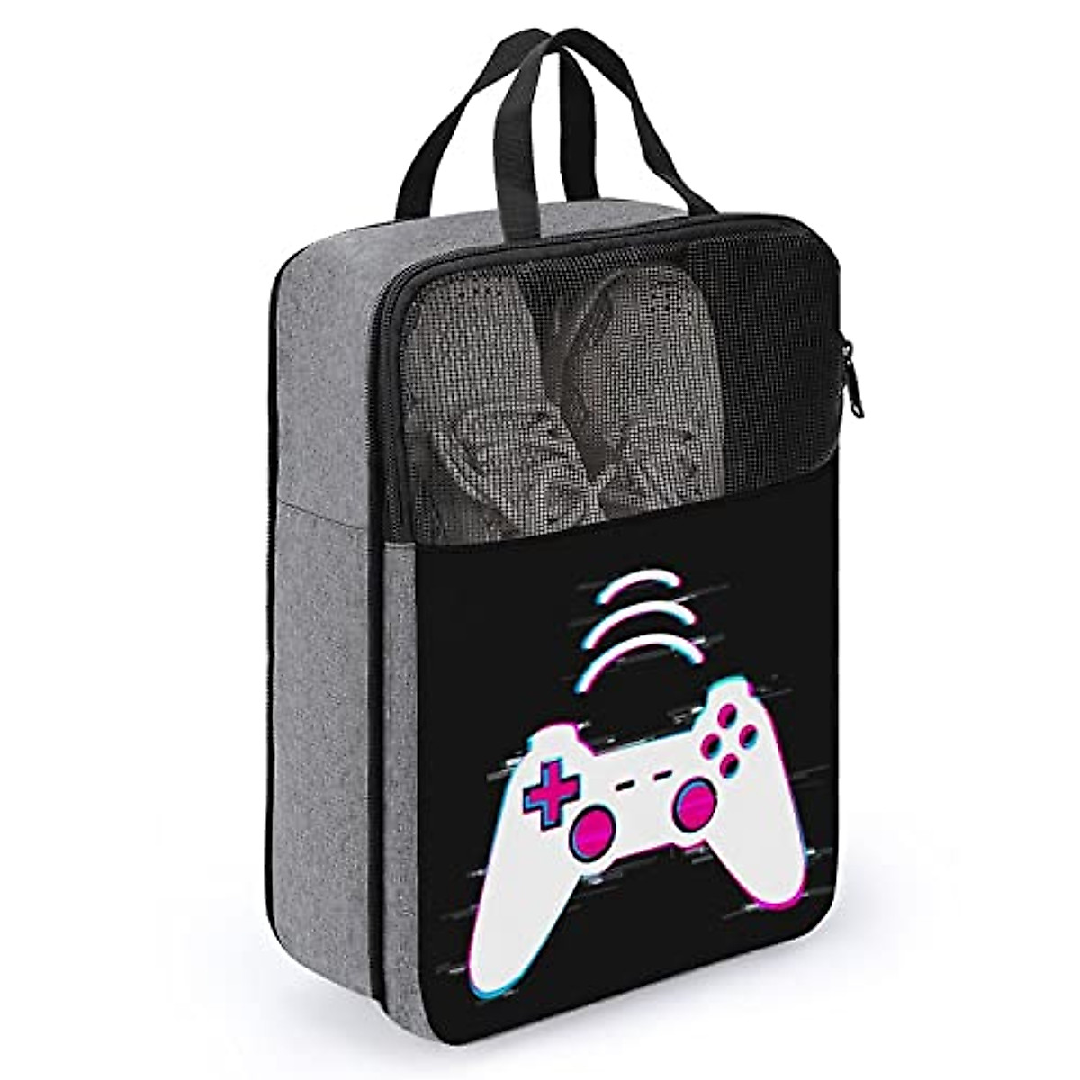 Frcavbin Gamer White Gamepad Games Travel Shoe Bag Shoes Carrier with Handle and Zipper Foldable Shoe Puches Organizer for Home storage School starts