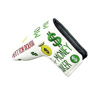 Foretra Putt for Dough - Money Maker White Golf Putter Headcover Quality PU Leather Magnetic Closure for Blade Style Putters