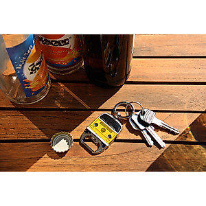 BRISA VW Collection - Volkswagen Keychain Ring Keychain Accessory Keyholder with Bottle Opener in Beetle, T1, T2 Bus Design (T2 Bus/Orange)