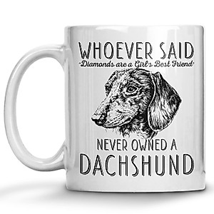 Whoever Said Diamonds Are A Girl's Best Friend Never Owned A Dachshund, Dachshund Mom Dad, Paw Pet Lovers Dog Trainer Cup, Coffee Dog Mug, Mothers Day, Fathers Day, Christmas Birthday Gifts