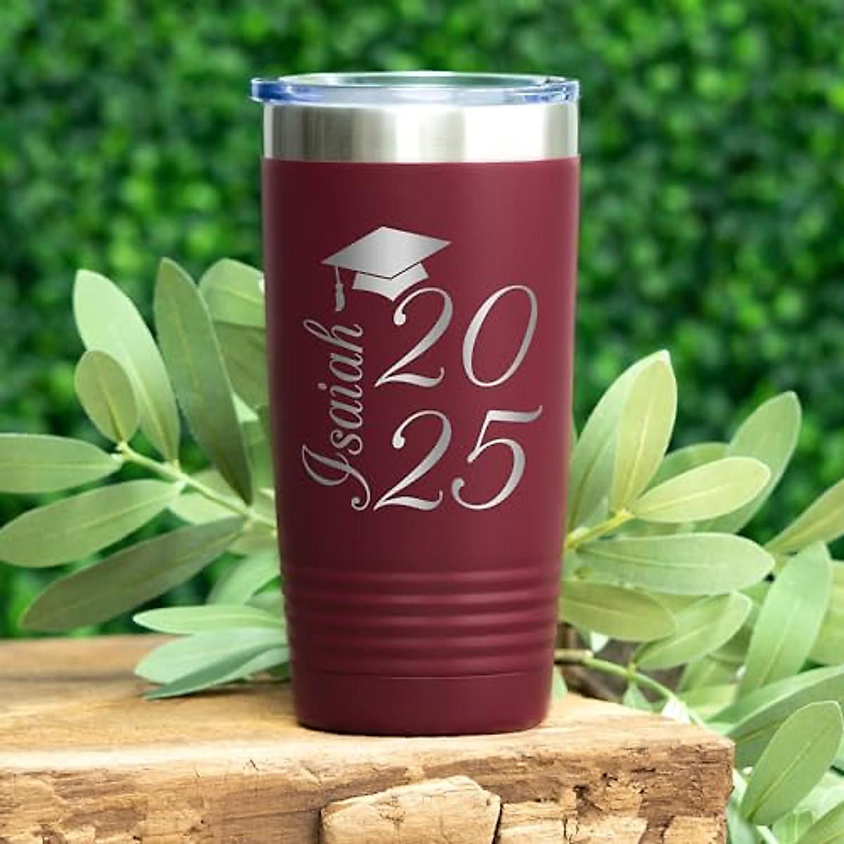 ​Personalized Graduation Tumbler 20 oz, Class of 2025 Senior Gift, Custom Senior Tumbler for Him or Her (Black W/O Rim)