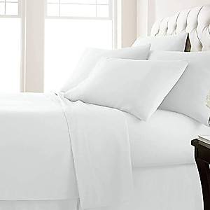 POLO World Network 6 Piece Sheet Set, Microfiber, White, Queen Sheet Set