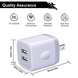 USB Wall Charger, Cube Charger 2 Port Charging Box 4Pack 2.1A/5V Home Travel Charger Plug USB Power Adapter Charging Station Base for iPhone 14 13 12 11 Pro Max XR XS X 8 7 6 Plus, iPad, iPod,Samsung