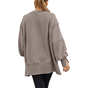 AUTOMET Womens Fall Fashion Clothes 2023 Outfits Oversized Sweatshirts Long Sleeve Shirts Casual Crewneck Pullover Trendy Maternity Sweaters, Coffeegrey