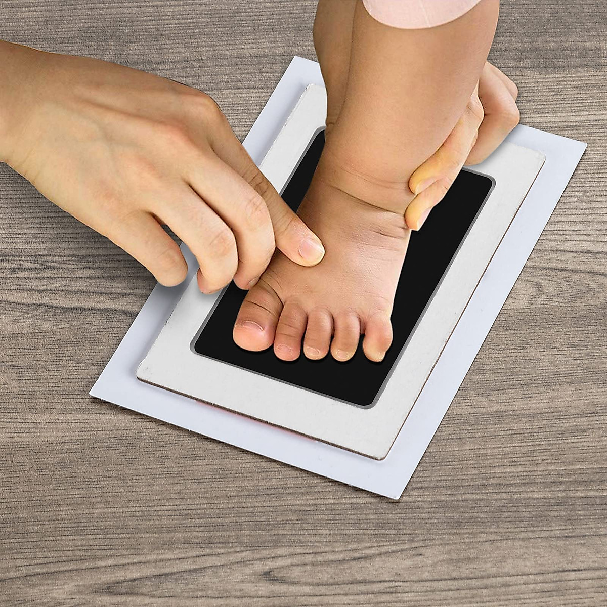 Baby Handprint and Footprint Kit(Safe Clean-Touch Ink Pad for Prints), Picture Frame in Elegant White Natural Wood, Baby Keepsake Frame, Baby Shower Gifts, Non-Toxic, Baby Safe(White)