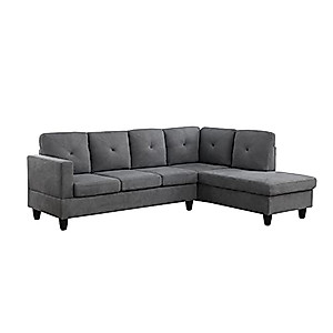 Lilola Home Ivan Dark Gray Woven Sectional Sofa with Right Facing Chaise