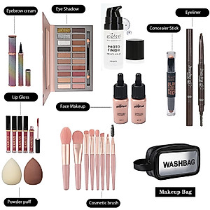 OAWLY Makeup Kits Makeup Set for Teens Women Full Kit Makeup Kit for Women 20 Color Eyeshadow Palette Foundation Face Primer Lipgloss Mascara Eyeliner Makeup Brushes Gift Make up Kit (black)