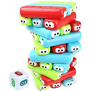 wonuu Timber Tower Block Stacking Game Colored Cartoon Plastic Building Blocks Board Educational Toy Game