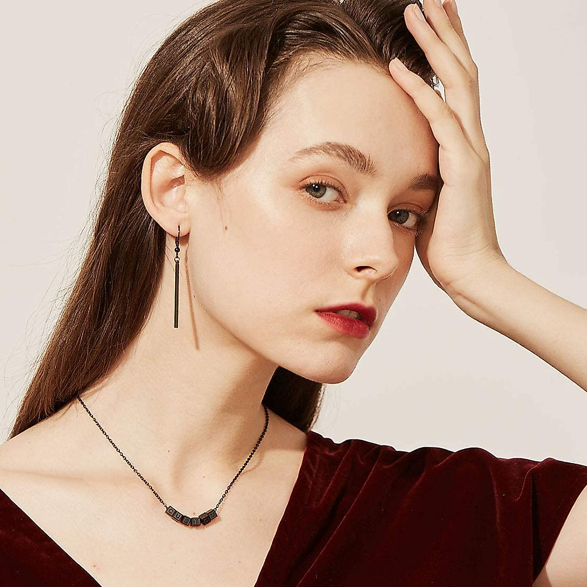 FindChic Black Stick Dangle Earrings Geometric Pillar Ear Fish Hook Line Bar Drop Earrings for Women